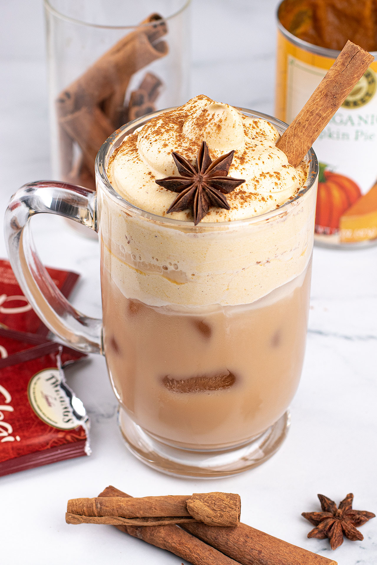 Starbucks Iced Chai Latte with Pumpkin Cold Foam - Clove and Cumin