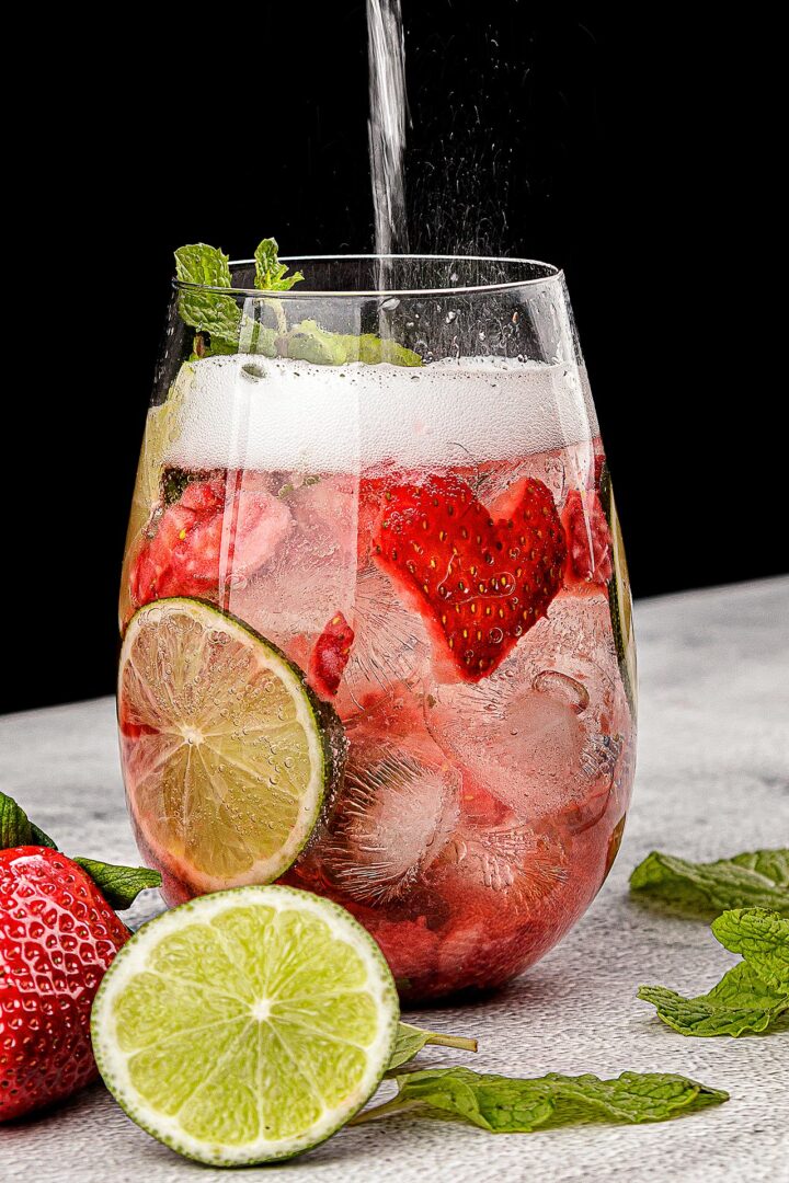Sparkling Strawberry Mojito Mocktail | Fun + Festive - Clove and Cumin